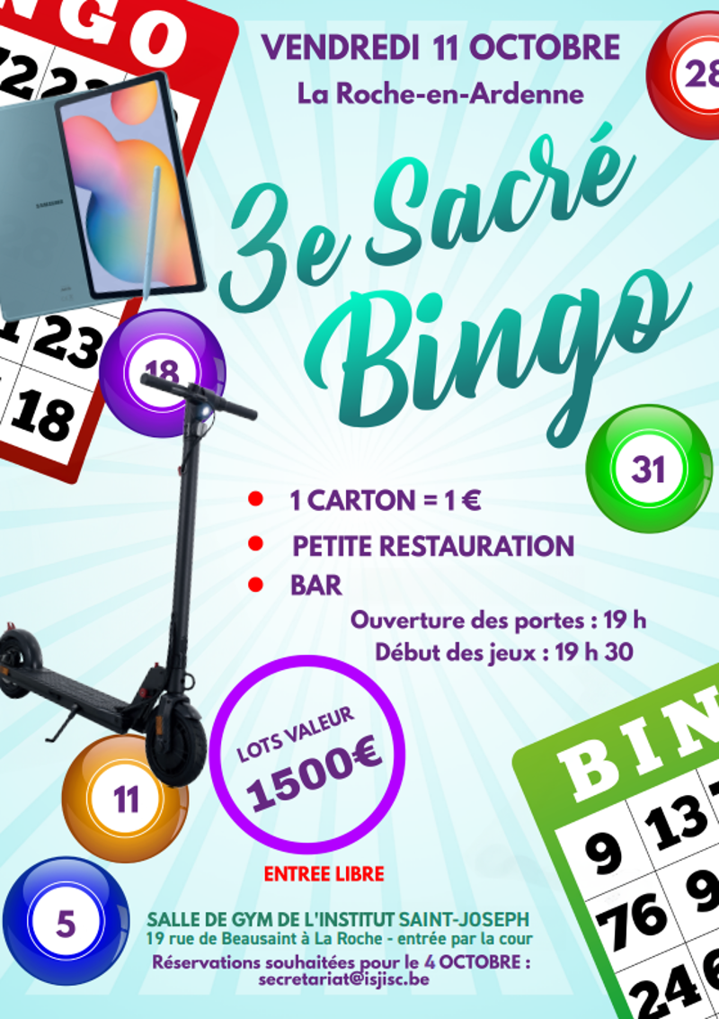 3ème Sacré Bingo ISJ-ISC – Syndicat d'Initiative – La Roche-en-Ardenne